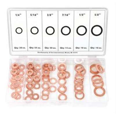 820159 Machinery Bushing Washer Assortment, Copper, 110 Pieces ...