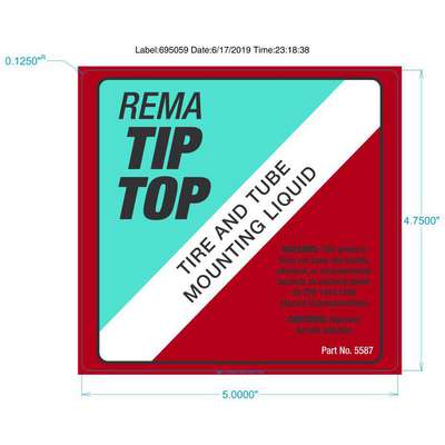 3787 Rema Tip Top Label For Rema Tire & Tube Mounting Liquid 5587-0 ...
