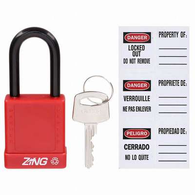 921544-8 Zing Red Lockout Padlock, Alike Key Type, Aluminum Body ...