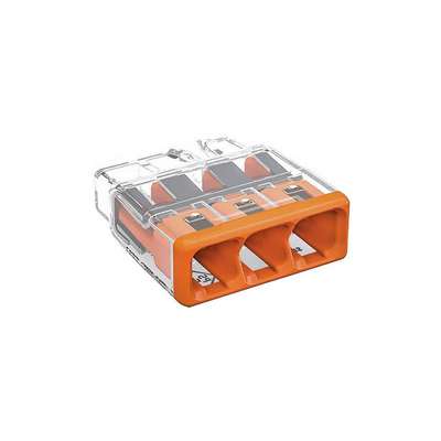942114-4 Wago Push-In Connector: Orange, Polycarbonate, 3 Ports, 32 A ...