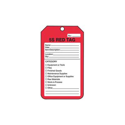 929806-1 Accuform Safety Tags: 5S Red Tag Reason Tagged/Action Required ...
