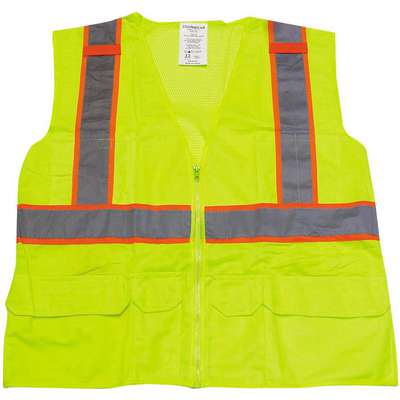 88453 Ironwear Safety Vest, Lime with Reflective Orange/Silver Stripe ...