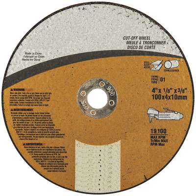 927368 4", Type 1 Aluminum Oxide Abrasive Cut-Off Wheel, 3/8" Arbor ...