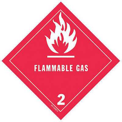 912043-1 Flammable Gas Class 2 DOT Label, Self-Sticking Vinyl, Height ...