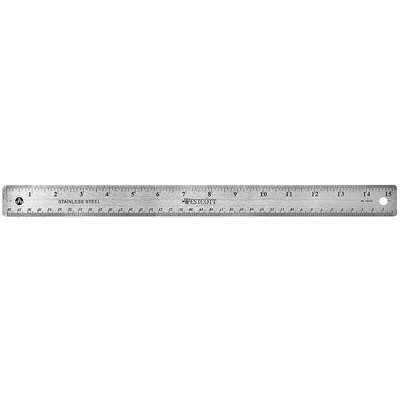 911869-9 Westcott Ruler: Inch/Metric, 1/16 in/1/32 in, 15 7/8 in Lg ...