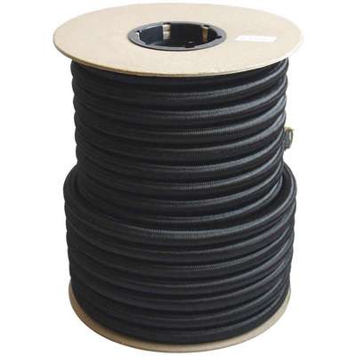 928416-7 Black Polypropylene/Rubber Bungee Cord Roll with No Ends, Bungee Length: 100 ft ...