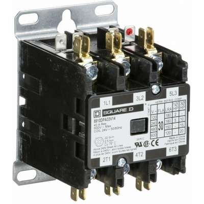 912685 Square D 24VAC Definite Purpose Contactor; No. of Poles 3, 30 ...