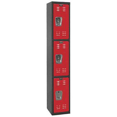 928533-1 Hallowell Red/Black Wardrobe Locker, (1) Wide, (3) Tier ...