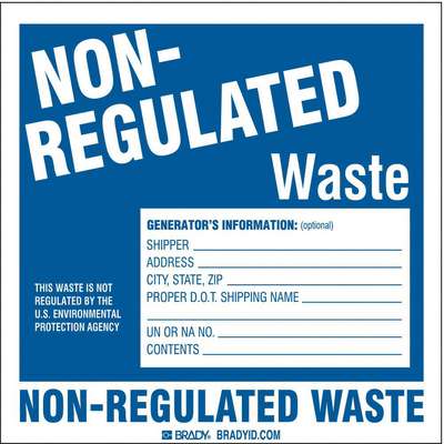 934209-7 Non Regulated Waste, DOT Handling Label, Vinyl, Height: 6 ...