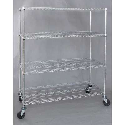 935729-9 Mobile Wire Shelving Unit, 48" W x 18" D x 69" H, 4 Shelves ...