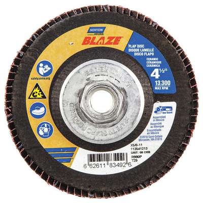 940351-3 Norton Flap Disc: 5/8"-11 Mounting Hole Size, 60 Abrasive Grit ...