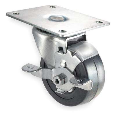 940456 Standard Plate Caster: 3 in Wheel Dia., 125 lb, 3 3/4 in ...