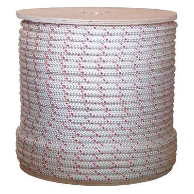 939978-7 Climbing Rope: 1/2 in Rope Dia, Red/White Tracer, 600 ft Rope ...