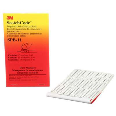 937802-9 3M Wire Marker Book, Preprinted, Numbers 1, 2, 3, White, PK 5 ...
