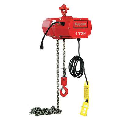 939090-6 Dayton Electric Chain Hoist: 2,000 lb Load Capacity, 1 Speeds ...