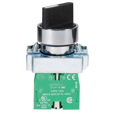 939560-4 Dayton Non-Illuminated Selector Switch: 22 mm Size, 2 Position, Maintained / Maintained ...
