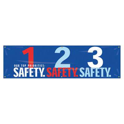 936599-2 Accuform Banner, Safety Banner Legend Our Top Priorities 1,2,3 ...