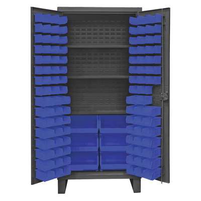 940084-2 Bin Cabinet: 36 in x 24 in 78 in, 3 Shelves, 102 Bins, Blue ...