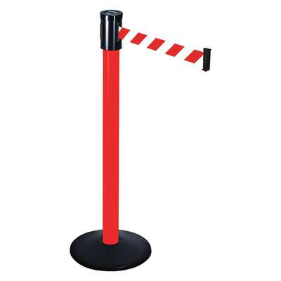 940167-4 Retracta-Belt Barrier Post with Belt: PVC, Red, 40 in Post Ht ...