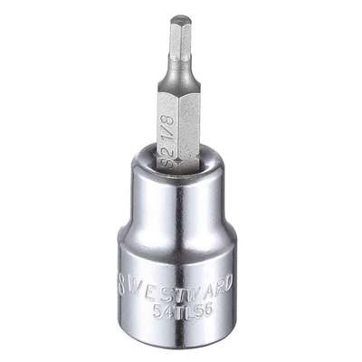 940359-1 Westward Socket Bit: 3/8 in Drive Size, Hex Tip, 1/8 in Tip ...