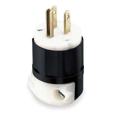 940545-4 Leviton Straight Blade Plug: 5-15P, 15 A, 125V AC, Black/White ...