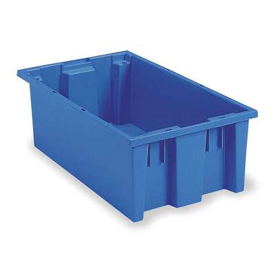 942614-4 Akro-Mils Stack and Nest Container: 6.1 gal, 19 1/2 in x 13 1/2 in x 8 in, Blue, 275 lb ...
