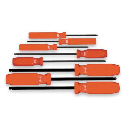 939376-1 Eklind Ball Hex End Screwdriver Set: 8 Pieces, Hex Tip, Fluted ...