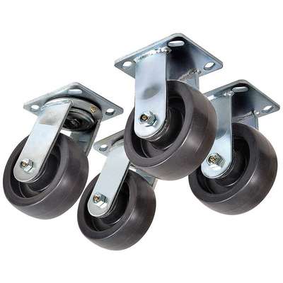 940557-5 Standard Plate Caster Kit: 6 in Wheel Dia., 4800 lb, 7 1/2 in ...