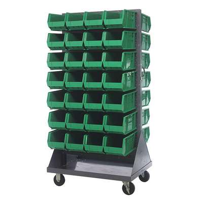 940753-2 Mobile Louvered Floor Rack: 36 in x 24 in x 72 in, 56 Bins ...
