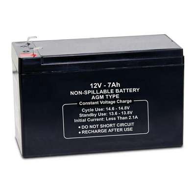 943562-4 Sealed Lead Acid Battery: 12V DC, 7 Ah Capacity, 3.7 in Ht, 5. ...