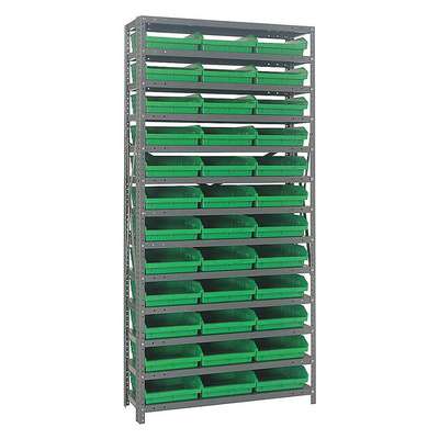 940754-1 Bin Shelving: 36 in x 12 in x 75 in, 1 Usable Sides, 13 ...