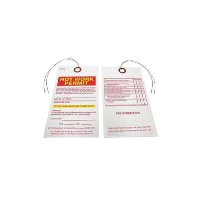 937486-3 Hot Work Permit Tags, Paper, Height: 5-2/4", Width: 3-3/16 ...