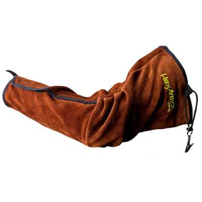 941404 Welding Sleeve: 18 in Sleeve Lg, XXL, Brown/Hi Vis, Velcro Cuff ...
