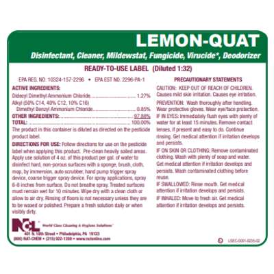 9266 3X3 Label For Lemon- Quat Disinfectant | Imperial Supplies
