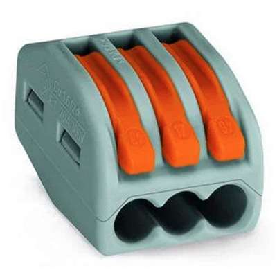 942114-2 Wago Push-In Connector: Gray, Polycarbonate, 3 Ports, 32 A ...